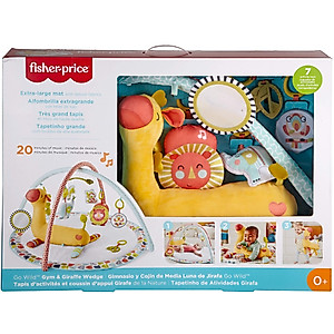 Fisher-Price Go Wild Gym & Giraffe Wedge, infant activity gym with large playmat, musical -toy and tummy time support wedge for babies [Amazon Exclusive]