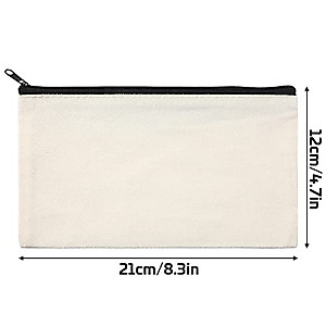 SEPGLITTER 4PCS Blank DIY Craft Bag Canvas Pouch Zipper Pen Pencil Case Cotton Invoice Pouch Bulk Cosmetic Bags for Makeup Travel Toiletry Storage 8.3 × 4.7 Inch（White）