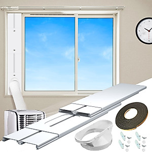 gulrear Portable air Conditioner Window kit Universal Portable AC Window Vent kit with 4 Plates Seamless Slot Style Portable ac Window kit Adjustable Length from 20" to 62" Suit for 5.0" Exhaust Hose