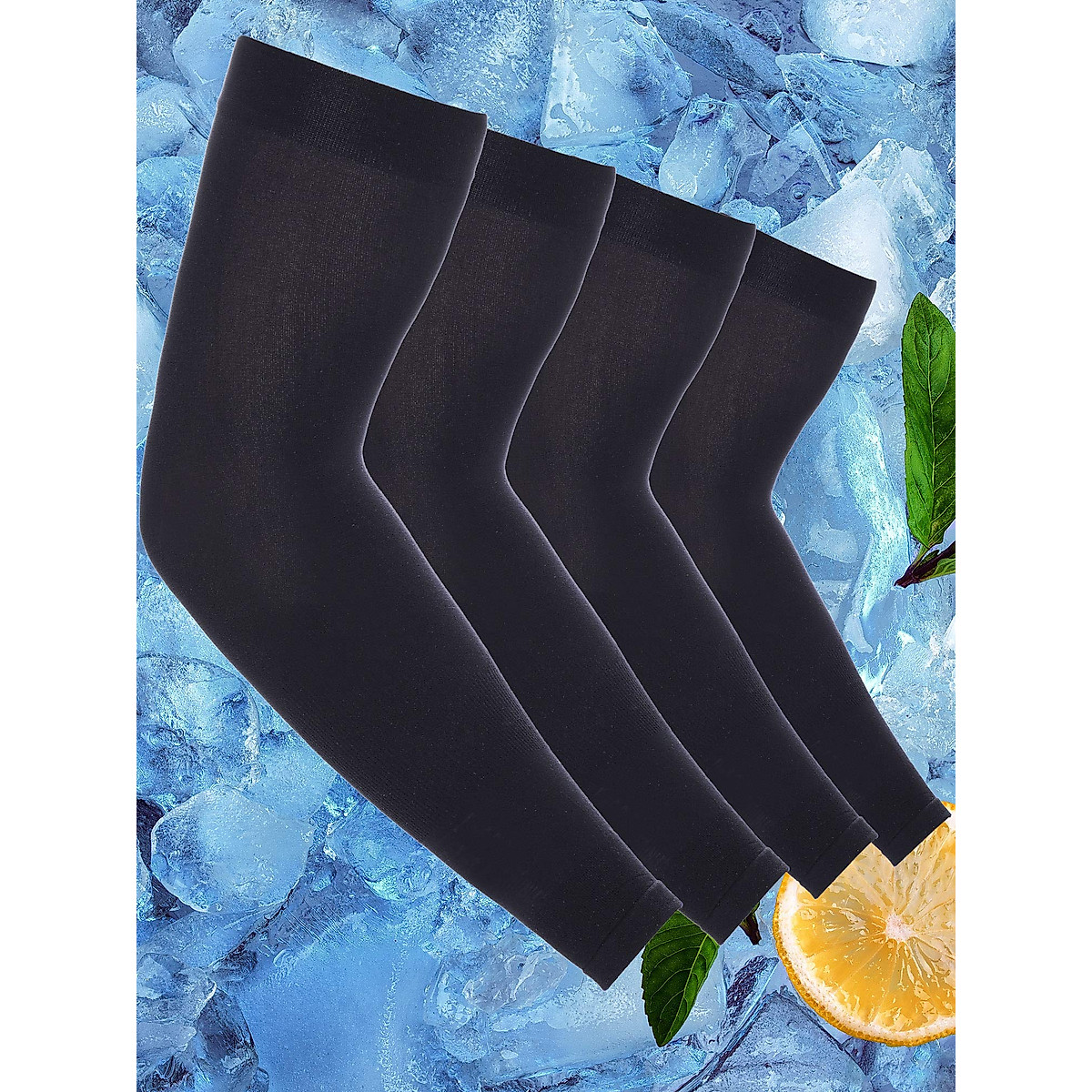 Boao 10 Pairs UV Sun Protection Arm Sleeve for Men Women Work Cooling Compression Tattoo Cover Up Sleeves for Cycling Fishing (Fresh Black)