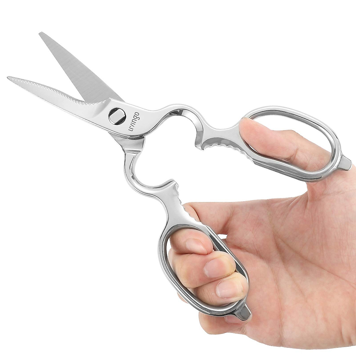 LIVINGO Kitchen Forged Shears Heavy Duty Come Apart Ultra Sharp Multi-function Stainless Steel Scissors Bottle Opener, Nut Cracker 8.5 inch
