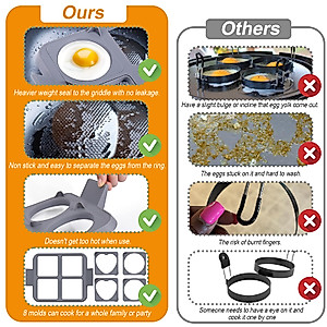 Palksky Silicone Egg Rings, Egg Mold for Frying Eggs Non Stick Food Grade Molds Round Circle Griddle Cooker Fried Shaper Fryer Ring for Cooking Breakfast Patty Mcmuffin Heat Resistant Pancake Rings