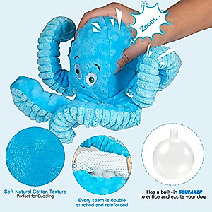 Pubialo Squeaky Dog Toys Octopus-Tug of War Dog Plush Toy for Large Breed Interactive Stuffed Dog Chew Toys for Puppies Small and Large Dogs Training and Reduce Boredom