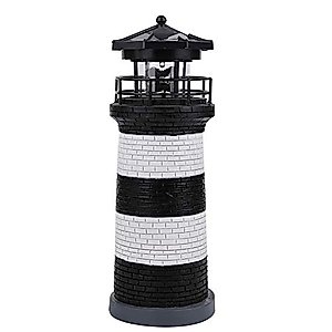 Naroote wosume Waterproof Easy to Install Automatic Rotating Light Rotating Lighthouse for Home(Black and White)