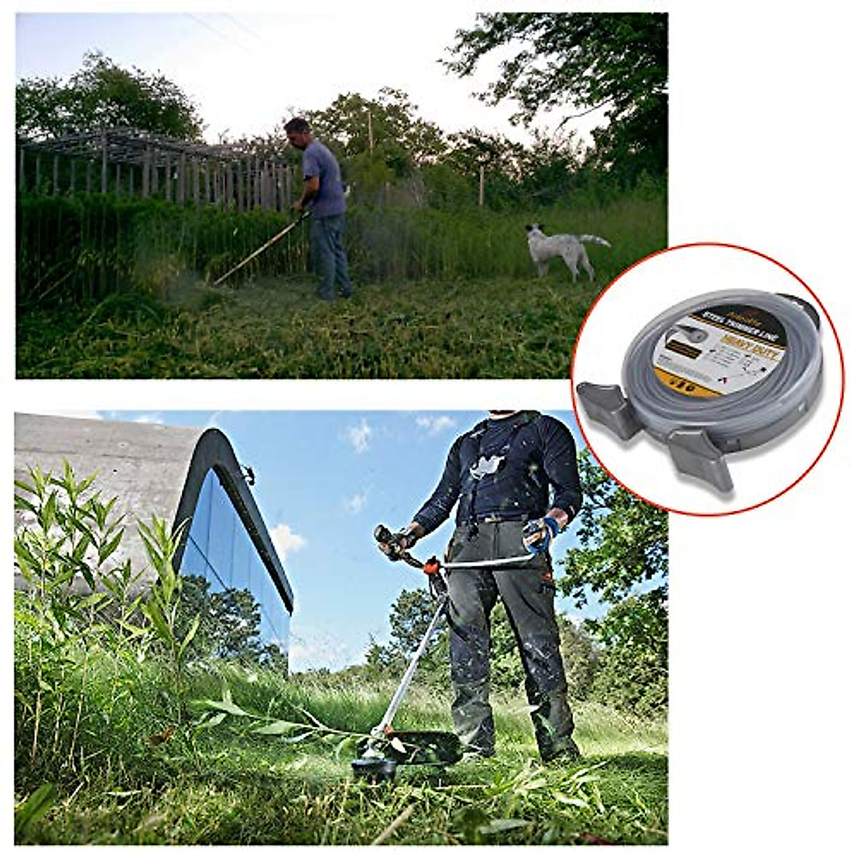 Anleolife Round Heavy Duty .095-Inch-by-190-ft Steel String Trimmer Line in Donut, Thicker Weed Eater