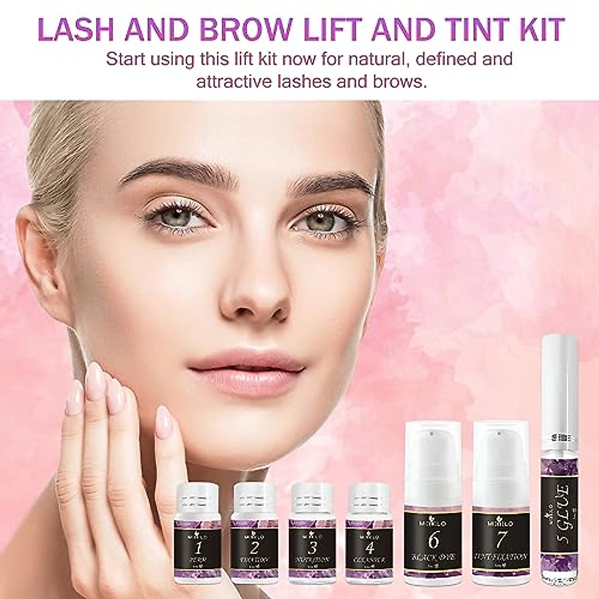 Lash Lift and Tint Kit, Lash Lift Kit with Tint Black, Easy to Use, Lash and Brow Lamination Kit, All in One Suitable for Salon and Home Use, Long Lasting 6-8 Weeks