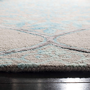SAFAVIEH Dip Dye Collection 5' Round Grey / Turquoise DDY510C Handmade Medallion Premium Wool & Silk Area Rug