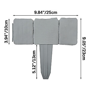 Yaegoo Garden Border Edging, 20 Pcs Stones Effect Fence Decorative Flower Bed Edging for Garden, Lawn and Landscape Edging, Interlocking Outdoor Lawn Stakes (Gray)