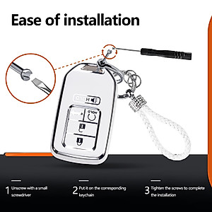 Flensent for Honda Key Fob Cover with Keychain Lanyard Compatible with 2015-2021 Accord Civic CR-V Insight Passport Pilot Smart 5 Buttons Remote Keyless