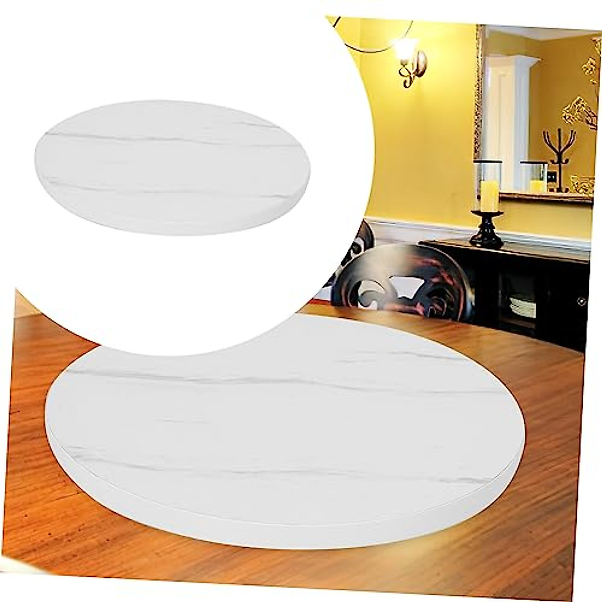 Yardwe Table Turntable Spices Turntable Round Kitchen Organizer Turntable Organizer grazing Tray Susan Cupboard Susan Organizer Seasoning Pot Rack Wood Planks Dining Table to Rotate White