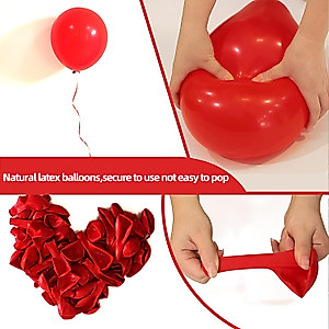 FOTIOMRG 100 Pack Red Balloons 12 inch, Red Latex Balloons for Valentines Day Birthday Wedding Party Decorations (with Red Ribbon)