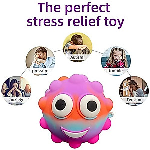 Pop Ball Glow Balls Stress Ball Bouncing Ball ,Fidget Toy Push Bubble Toys, 3D Silicone Squeeze Finger Press Ball Stress Relief Hand Toys (D)