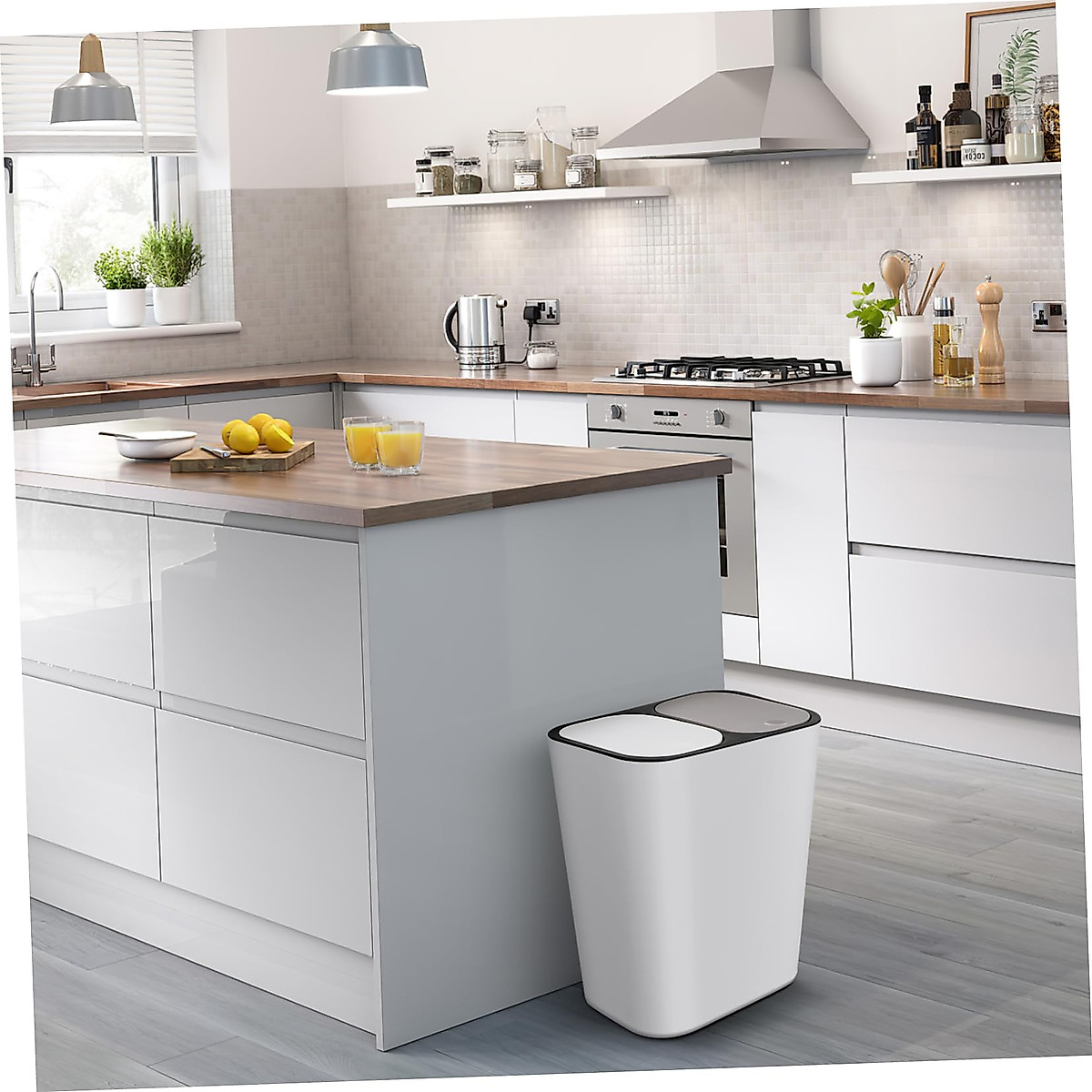 Yardwe Trash Can with Lid Container with Lid Bin with Lid White Bins Trashcan with Lid White Garbage Can White Trash Can Garbage Can with Lid Home Wastebasket Dust Bin Small Pedal Plastic