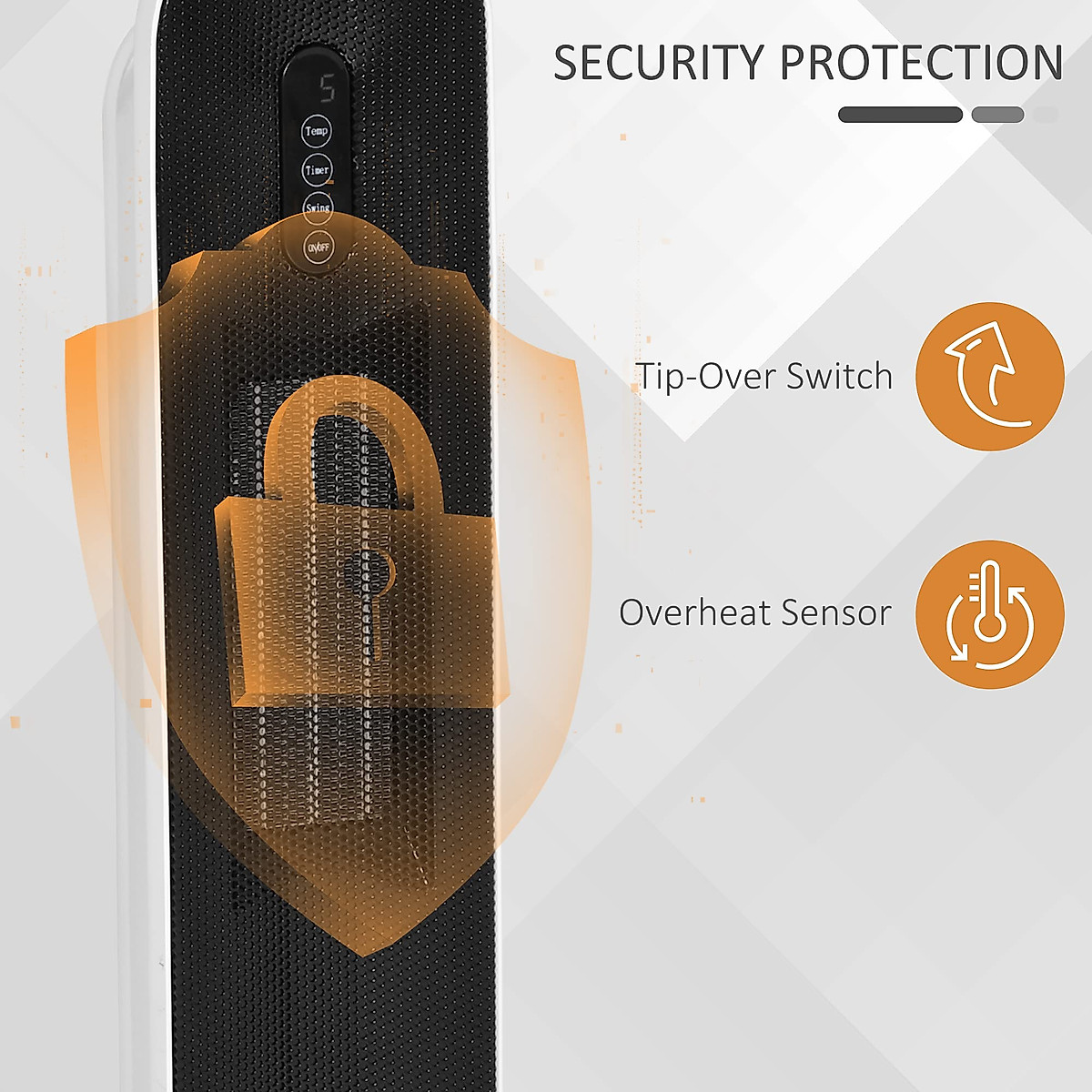 HOMCOM Ceramic Space Heater, Indoor Tower Heater with 45 Degree Oscillation, Remote Control, 24H Timer, Tip-Over and Overheating Protection, 1500W/1000W