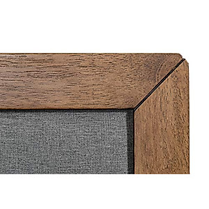 Limari Home Maurice Collection Bedroom Mid-Century Veneer Finished & Fabric Upholstered Bed, California King, Gray, Walnut