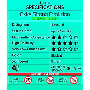 Stacy Lash Extra Strong Evolution Advanced Eyelash Extension Glue (0.17fl.oz/5ml)/ 1Sec Dry /6Weeks Retention/Black Adhesive/Professional Supplies
