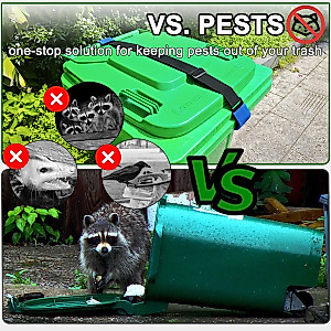 1PC Metal Double-Claw Trash Can Lock Straps for Animals,Bungee Cord Garbage Bin Lock,Outdoor Racoon Garbage Can Lid Lock Straps to Keep Racoons,Trash Can Bin Lid Locks Bungee Cord Outside【BLUE HOOKS】