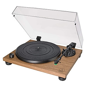 Audio-Technica AT-LPW40WN Fully Manual Belt-Drive Turntable, 2 Speeds, Dynamic Anti-Skate Control, Carbon-Fiber Tonearm Walnut