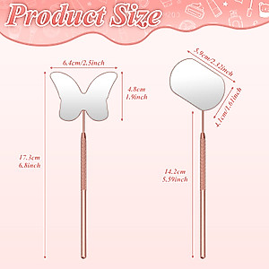 2 Pieces Lash Mirror Stainless Steel Lash Makeup Mirror Butterfly Eyelash Mirror Detachable Square Lash Extension Mirror Eyelash Extensions Accessories for Lash Extension Supplies, Pink and Rose Gold