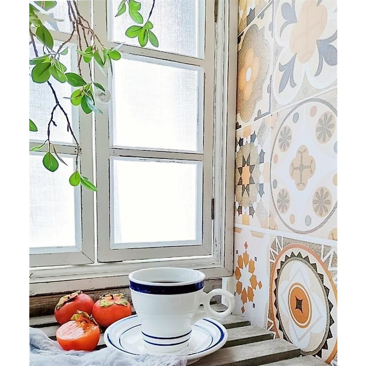 SUNHIPPIE Country Style Window Frame, Wooden Wall Decoration, Fake Window Scenery Props, Window Wall Decoration Art Suitable for Home Bedroom Living Room Garden(White,Small)