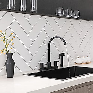 IKEBANA Black Kitchen Faucet,2 Handle Kitchen Sink Faucet with Side Sprayer Matte Black,3 or 4 Hole Lead-Free 360 Swivel Stainless Steel Commercial Kitchen Faucet for Rv Laundry Farmhouse Kitchen Sink