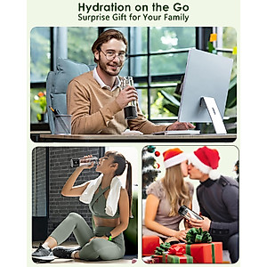 MOVOCA Upgrade Hydrogen Water Bottle, 3Min 2200PPB Hydrogen Water Bottle Generator -SPE PEM Tech, 14OZ Portable Hydro Water Bottle Machine, Birthday Xmas Gift for Husband, Wife, Family, Friends,Travel