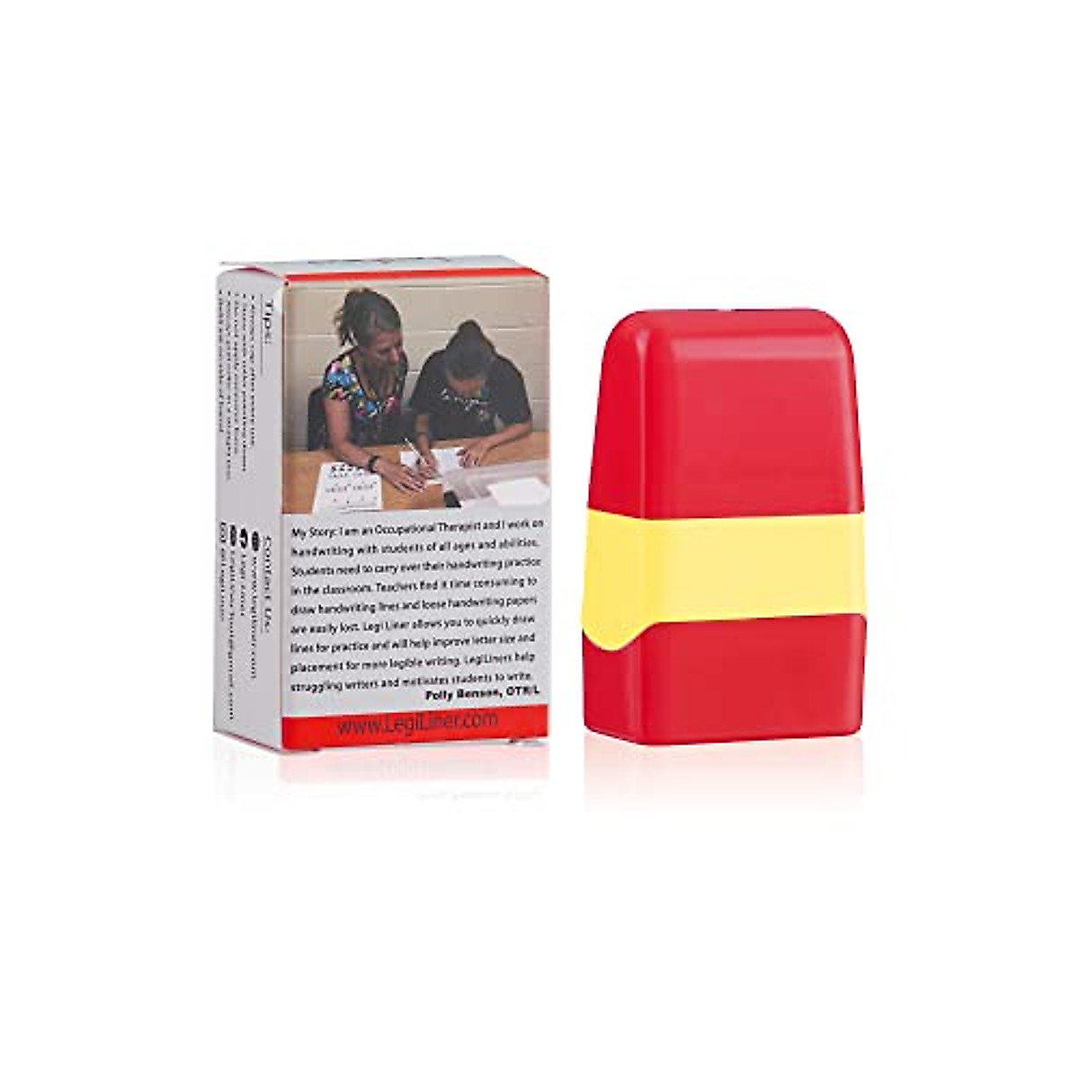 LEGILINER Spaces: 1" Dashed Handwriting line with Broken Baseline. Rolling, self-Inking Stamp Handwriting Practice Tool for Teachers/OT’s/Homeschool/Special Ed. Pre-K/Kindergarten Size