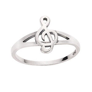 CloseoutWarehouse 925 Sterling Silver Euphony Bliss Music Note Ring Size 6