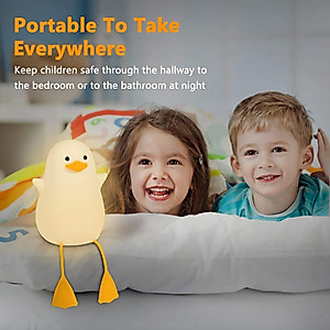 FULLOSUN Cute Night Light for Kids, Toddler, Duck Silicone Nursery Baby Nightlight, Kawaii Birthday Gifts for Room Decorations, Teen Girls Boys Child - Portable Squishy Battery Operated