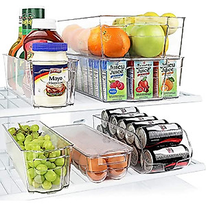 Greenco Refrigerator Organizer Bins, Fridge Organizer, Organizers and Storage Clear Bins with Durable Handles, Kitchen Organization, Shatterproof - Set of 6