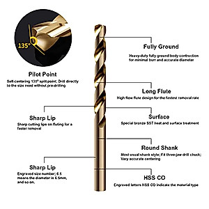 Owl Tools Cobalt Drill Bit Set - 13 Piece M35 - Metric Size Cobalt Drill Bits with Storage Case - Perfect Drill Bits for Metal, Hardened & Stainless Steel, Cast Iron, and More!