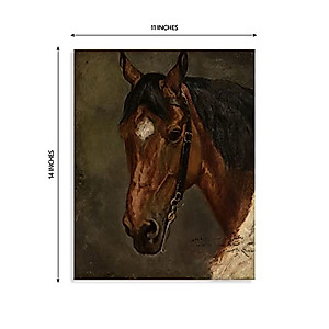 Equestrian Wall Decor - Horse Art Print for Home Decor - Antique Horse Riding Wall Artwork Decoration Farmhouse Country Wall Art for Home Decor - 11x14 inches, Ready to Frame (Stallion Portrait)