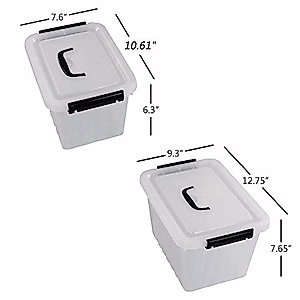 Obstnny 12 Quart&6 Quart Plastic Latching Box With Handles, Clear Storage Bins with Lid