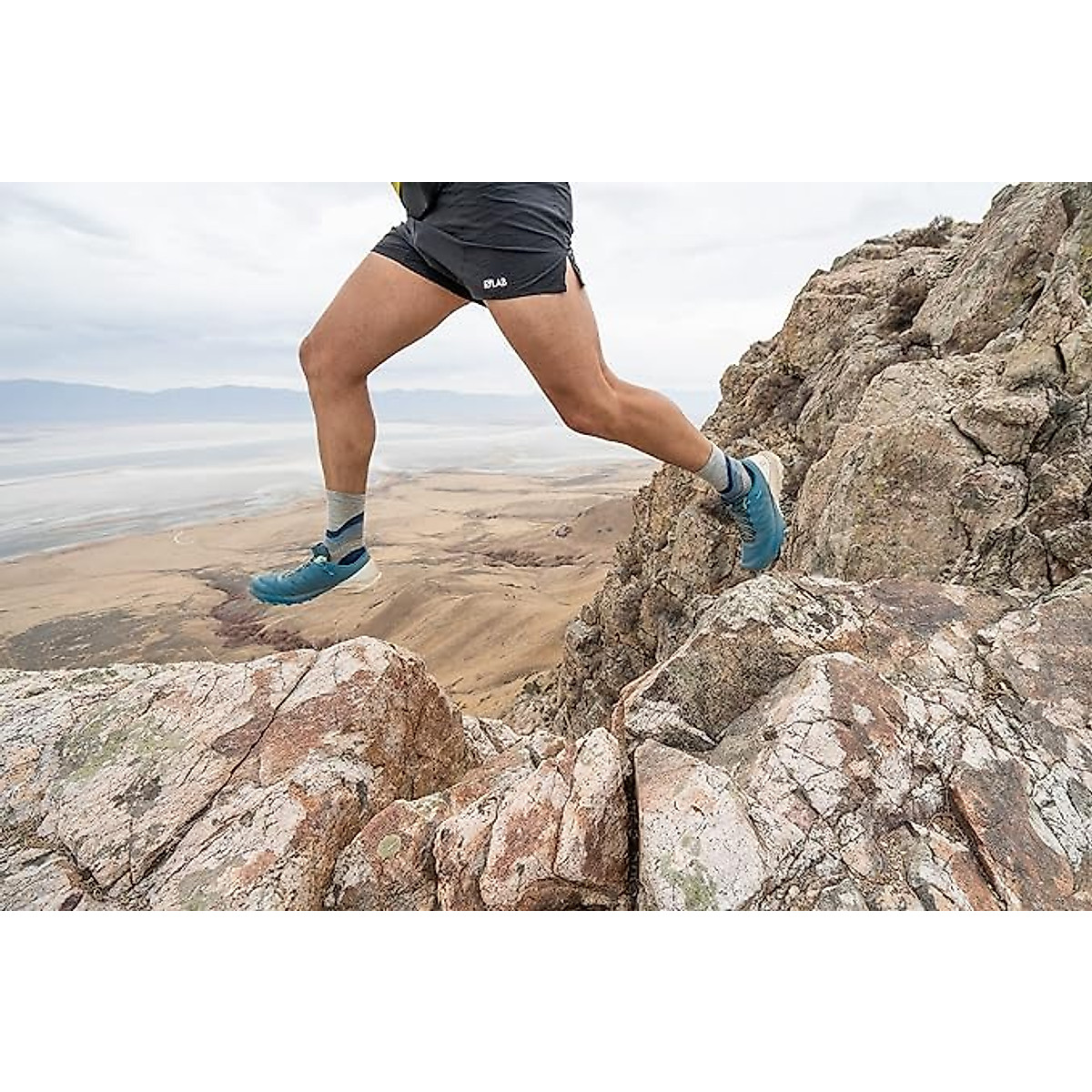 GRIP6 Everyday Merino Wool Socks - Lightweight Wool Hiking Socks - Warm Crew Socks for Men and Women - Cold Weather Gear - Overland Blue, Large (1-pack)