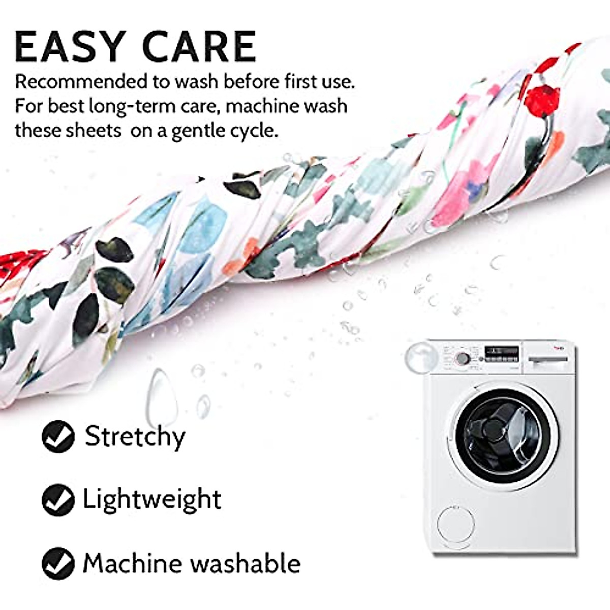 Baby Fitted Crib Sheet Soft and Breathable Polyester for Standard Crib and Toddler Mattresses, White Watercolor Floral, for Boys and Girls