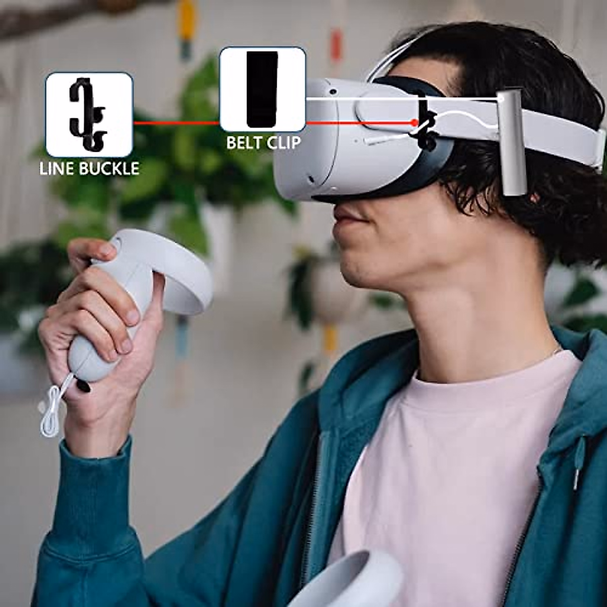 Geekria VR Power Bank Organizer Compatible with Meta/Oculus Quest 2 Accessories, VR Link Cable Clips, Virtual Reality Game Accessories