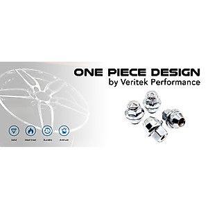 Set of 20 Veritek 12x1.5mm 3/4 19mm Hex 1.46 Inch 37mm Length Chrome OEM Factory Style Large Acorn Seat Wheel Cover Hubcap Retaining Lug Nuts for Ford Focus Fusion Escape Factory Wheels