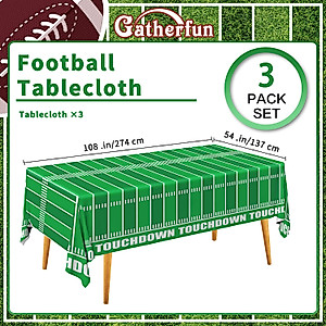 Gatherfun Football Theme Party Disposable Tablecloth Plastic Touchdown Table Cover for Birthday Party Football Party Games Decoration 54 X 108Inch 3 Pack