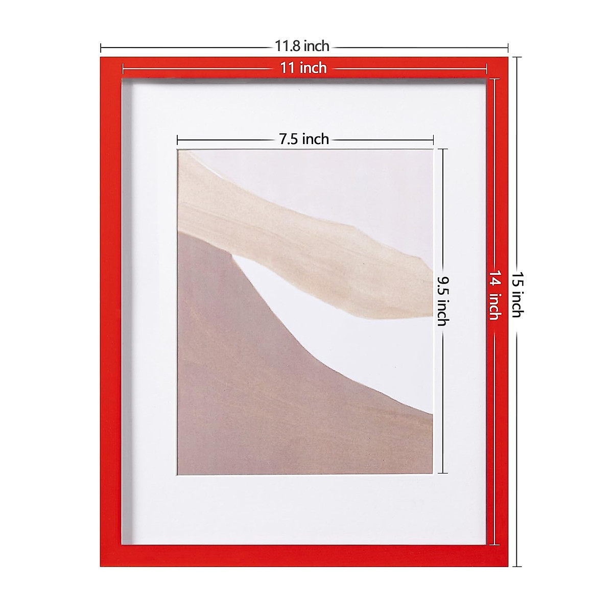 eletecpro 11x14 Picture Frame 4 Pack Made of Solid Wood and Strong Real Glass, Displays 8x10 and 8.5x11 Photos with Mat or 8x11 without Mat, Room Decor for Wall and Tabletop, Gallery Gifts Red
