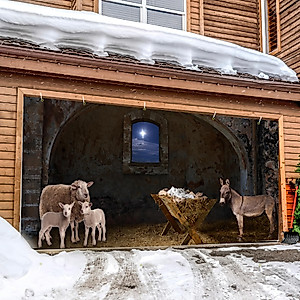 ontigola Holy Nativity Christmas Holiday Garage Door Decorations 6 x 13 ft Christmas Nativity Barn Birth of Jesus Nativity Winter Large Door Cover Decoration Outdoor Holiday Decoration