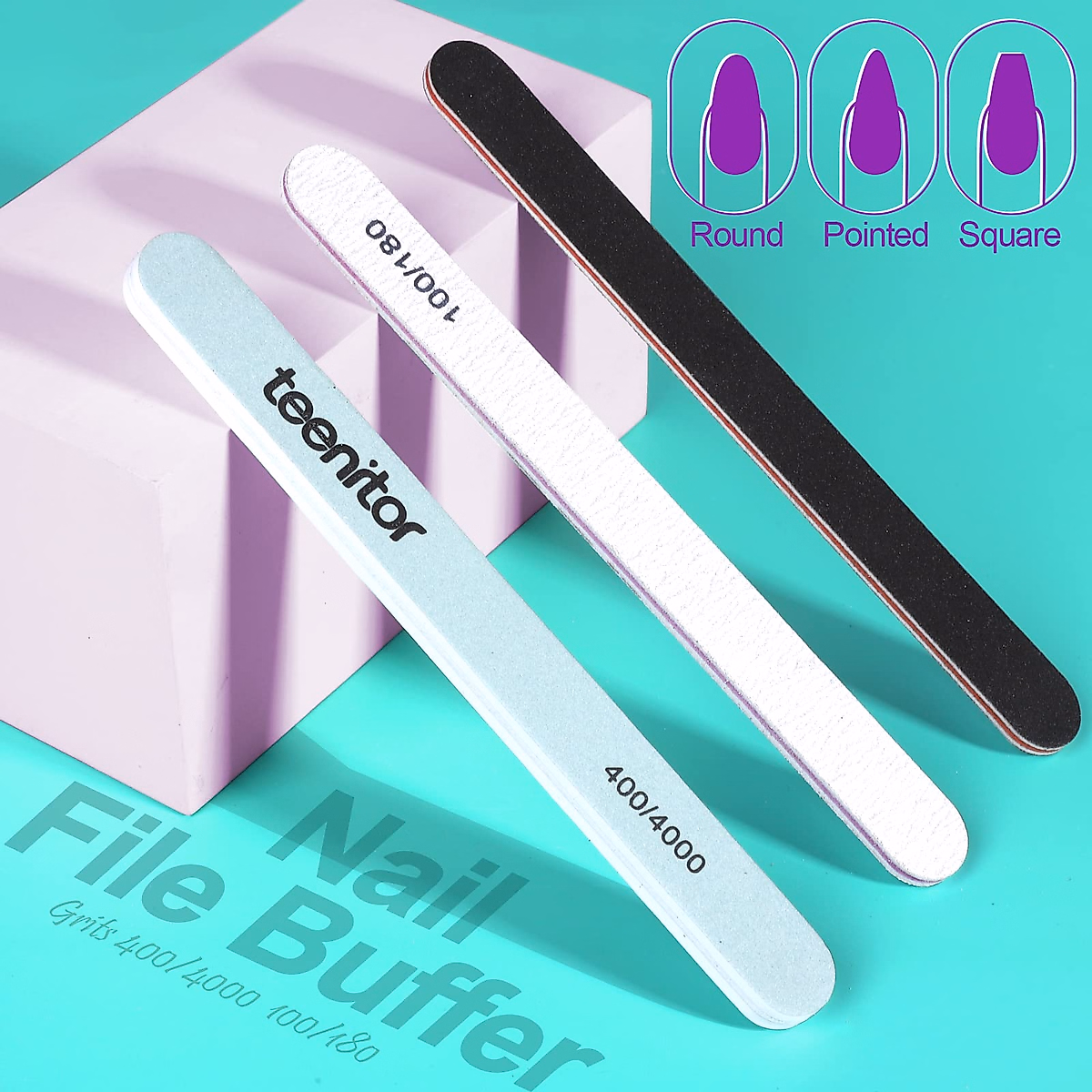 Teenitor Nail Gel Remover Tools Kit with Nail Remover Clips, Nail Remover Pads, Cuticle Oil, Nail Brushes, Nail File Buffer Block, Cuticle Peeler, Cuticle Pusher