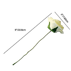 Mandy's 25pcs Ivory Artificial Rose Foam Flowers with Stem for Mother's Day DIY Wedding Bouquets Bridal Shower Centerpieces Party Home Decor