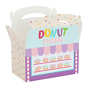 BLUE PANDA 24 Pack Donut Treat Boxes with Handles for Goodies, Donut Grow Up Birthday Party Supplies (6 x 3.3 x 3.6 In)