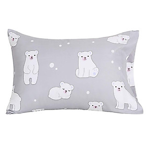 Homiest Polar Bear Pillowcase Cartoon Animal Printed Brushed Microfiber Pillowcases Standard Size 20x26, Grey Bear