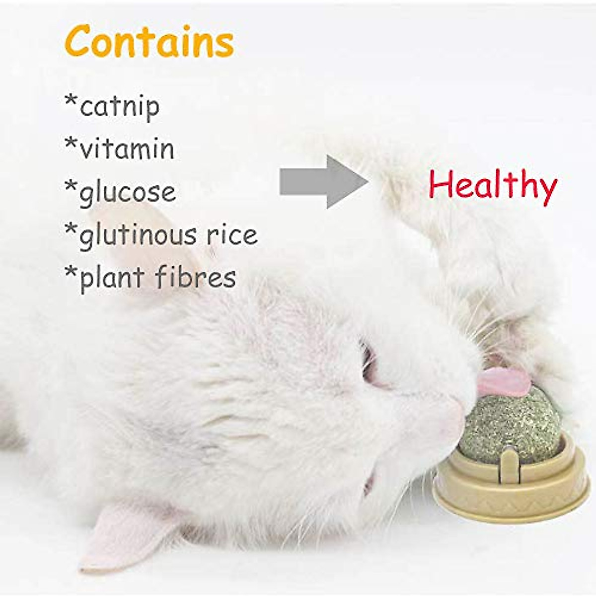 2 pcs Catnip Balls, Pure Natural Mint Leaf Rotating Interactive Cat Toys, Cat Removal Hairball Toys Can Be Sticky On Wall, Teeth Cleaning Catmint Toy for Cat, Kitten, Kitty Playing Chewing