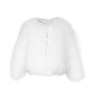 Toddler Kids Girls Faux Fur Jacket Coat Winter Warm Thicken Fluffy Jacket Winter Jackets Furry Coat Outerwear 1-7 Years (White, 6-7 Years)