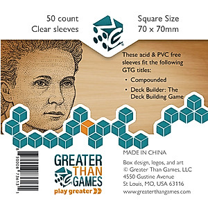 Greater Than Games | Square Size Card Sleeves | 70x70 mm | Acid Free & PVC Free | Card Game Protective Accessory | Includes 50 Sleeves