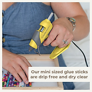 Mini Hot Glue Gun Kit - 25W Small Size Stand up High Temp Hot Melt GlueGun Set with 10 Mini Glue Gun Sticks for Glue Gun, Fine Tip Adhesive Silicone Glue Gun, Craft HotGlueGun by Chandler Tool, Yellow