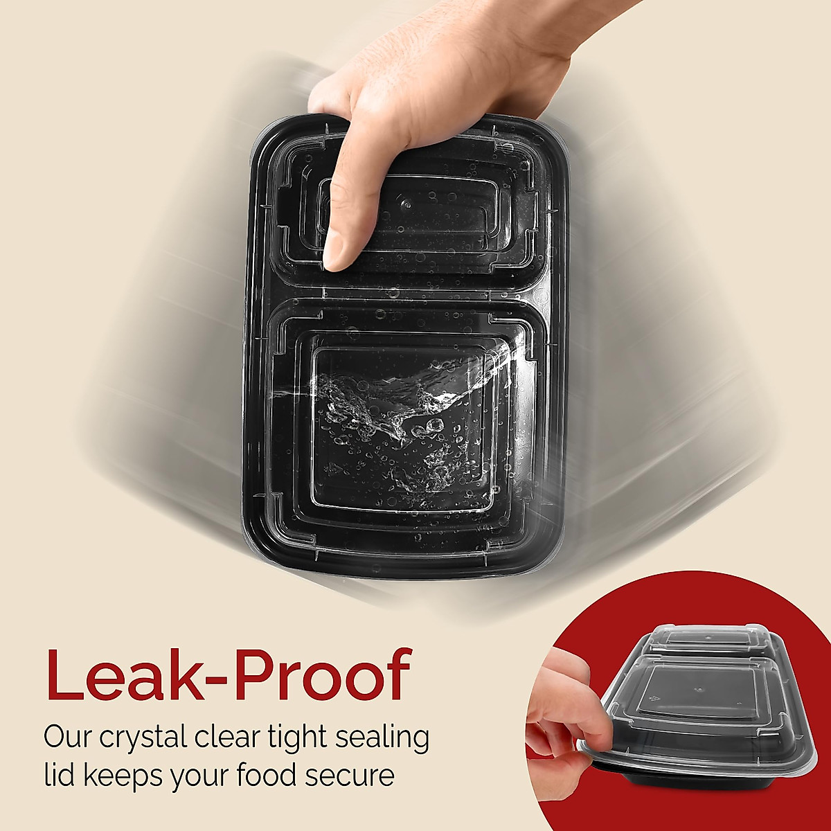 Reli. Meal Prep Containers 32 oz (25 Pack) 2 Compartment Meal Prep Containers Reusable, Microwave Safe | Plastic Togo Box for Food | Boxes for Takeout, To Go, Leftover, Food