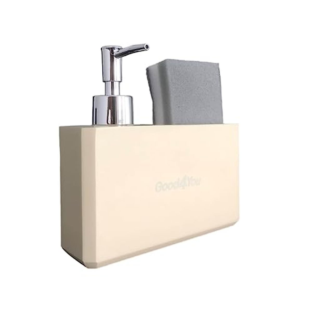 GOOD4YOU Lot of Two Manual Soap Dispenser, Organizer on Countertop, 2-in-1 Manual Dish Soap Dispenser and Sponge Holder, Durable ABS Material, Countertop for Kitchen & Bathroom